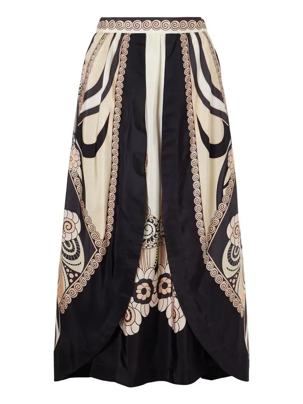 La DoubleJ Printed Silk-voile Maxi Skirt - Neutrals
