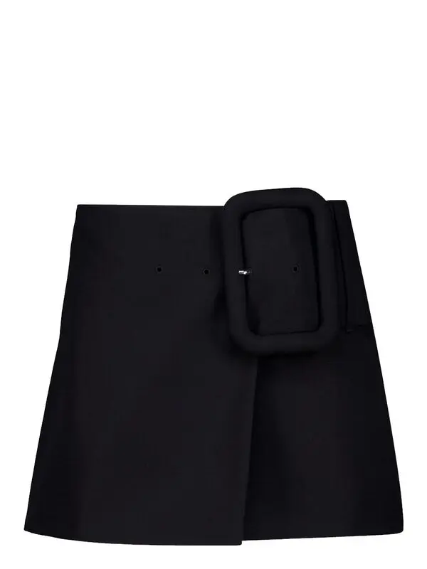 Ami Wool Buckle Mini Skirt - Black