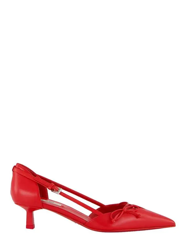 Prada Leather Open-side Bow Pumps - Red