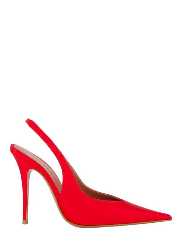 Amina Muaddi Anok 105 Satin Slingback Pumps - Red