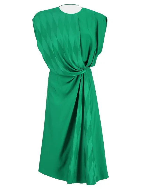 Versace Sleeveless Jacquard Cocktail Midi Dress - Green