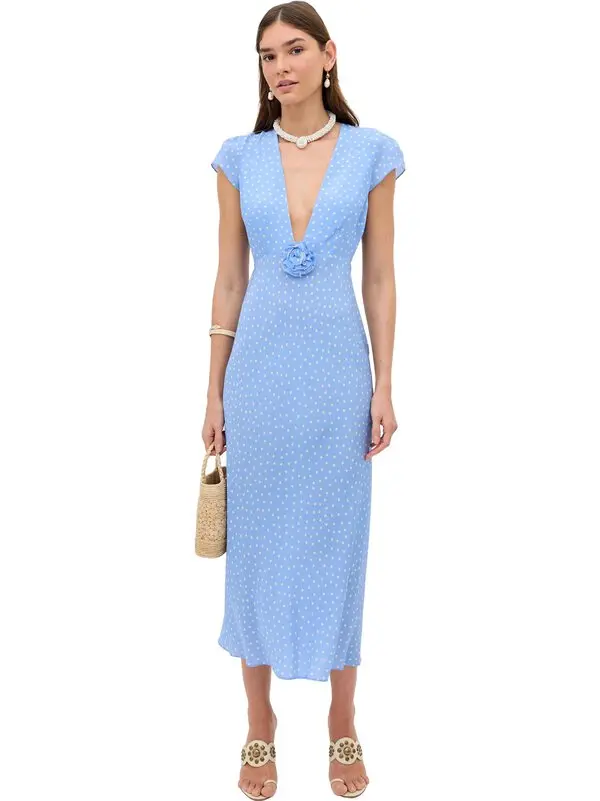 Rixo Layla Dot Amy Dress - Blue