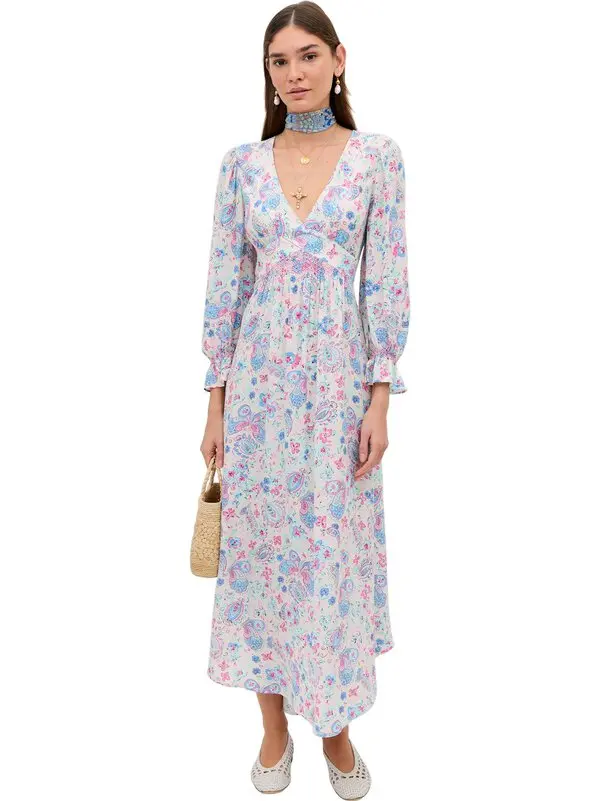 Rixo Floral Print Midi Dress - Purple