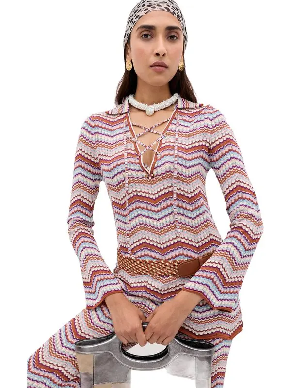 Rixo Brody Maria Chevron Knit Top - Multi