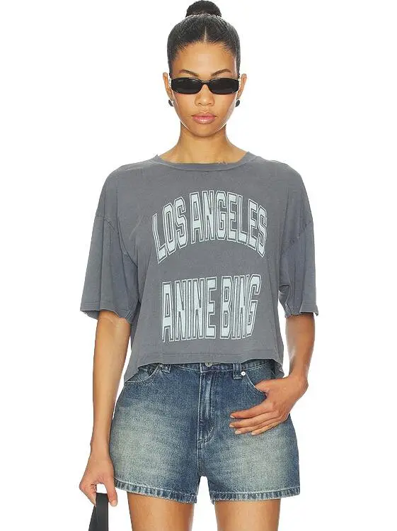 ANINE BING Johnny Cropped Tee - Grey