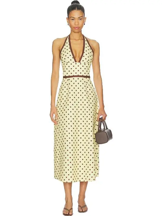 Posse Bowie Halterneck V-neck Dress - Lemon