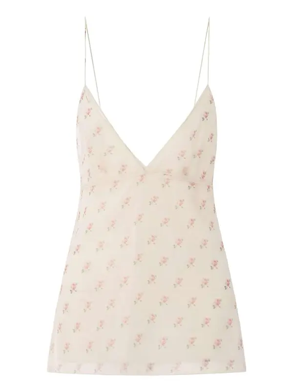 Khaite Timy Floral-print Silk-organza Camisole - Baby Pink