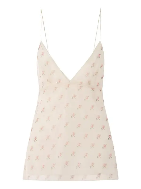 Khaite Timy Floral-print Silk-organza Camisole - Pink