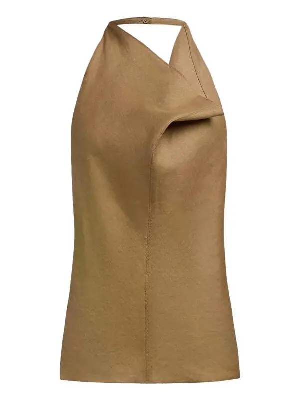 12 STOREEZ Halterneck Linen Top - Neutrals