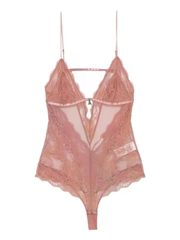 Patrizia Pepe Lace-paneled Mesh Bodysuit - Pink