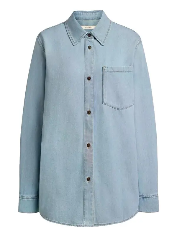 12 STOREEZ Button Denim Shirt - Blue