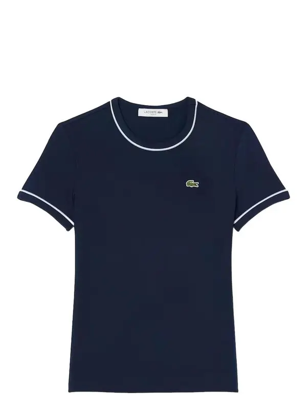 Lacoste Contrast-trim Cotton T-shirt - Blue