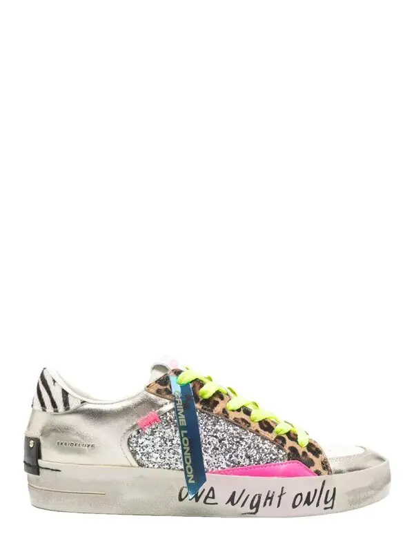CRIME LONDON Glitter-embellished Sneakers - Silver