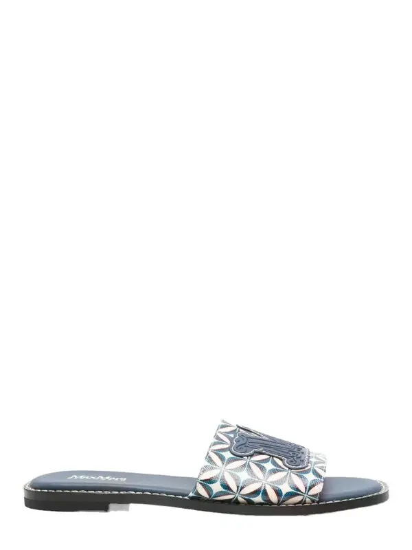 Max Mara Geometric-print Logo-patch Sandals - Blue