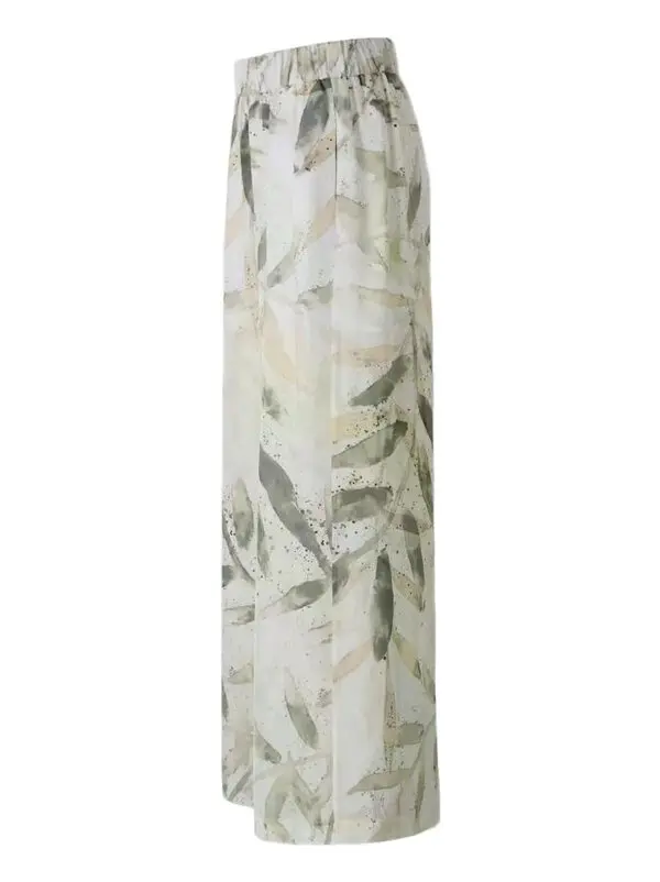 Peserico Leaf-print Trousers - White