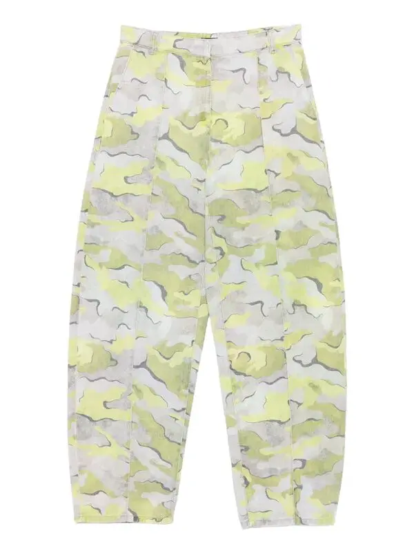 Pinko Camouflage-print Pleated Trousers - Yellow