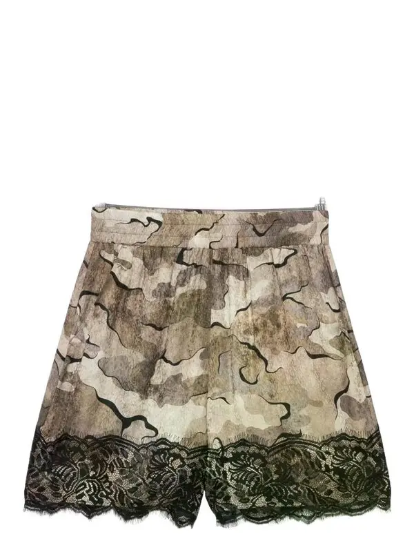Pinko Lace-trim Camouflage-print Shorts - Neutrals