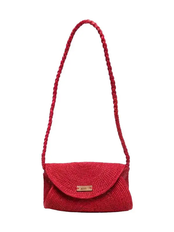 AFAR Woven Raffia Cross Body Bag - Red