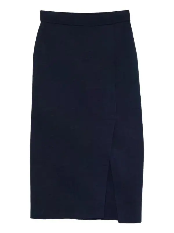 AROVESCIO Ribbed Knit Midi Skirt - Blue