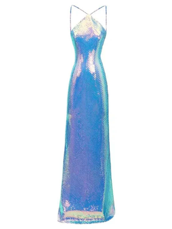 GEMY MAALOUF Halter-neck Maxi Dress - Blue