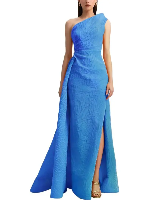 GEMY MAALOUF One-shoulder Draped Maxi Dress - Blue