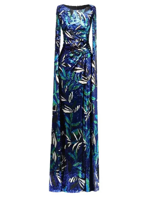 GEMY MAALOUF Patterned Sequin-detailed Maxi Dress - Blue