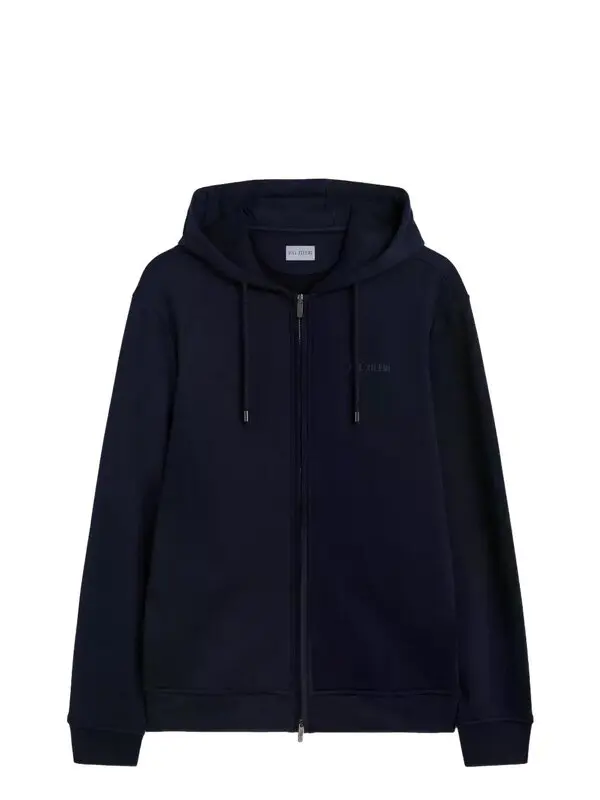 Pal Zileri Hooded Zip Sweater - Blue