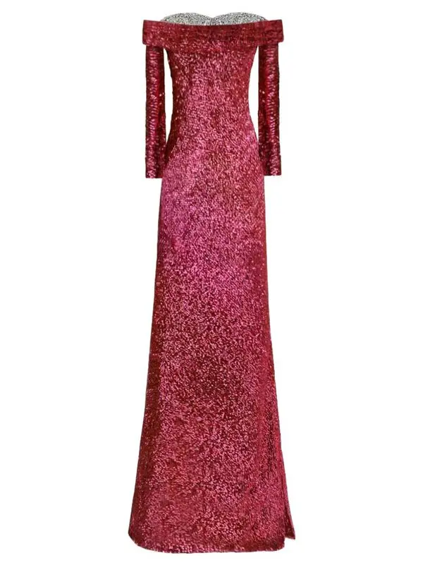 GEMY MAALOUF Beaded-neckline Maxi Dress - Pink