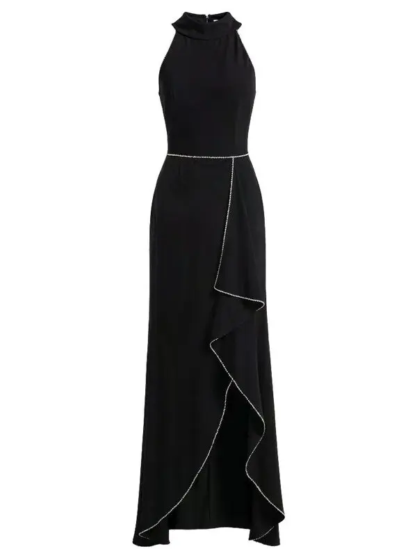 GEMY MAALOUF Beaded-shoulders Asymmetric Gown - Black