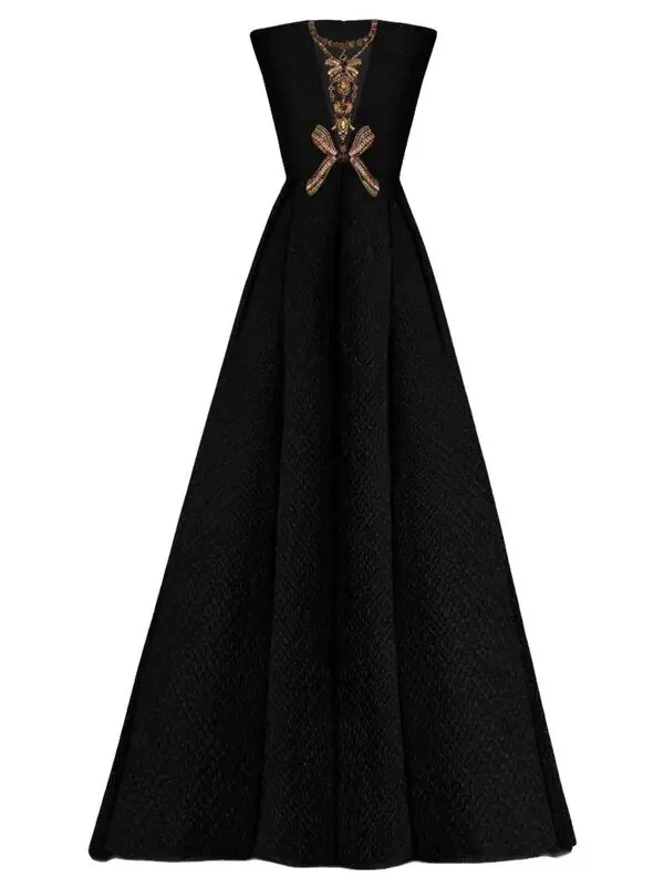 GEMY MAALOUF Structured-shoulder Maxi Dress - Black