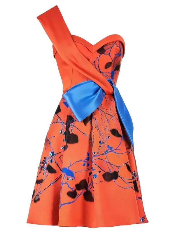 GEMY MAALOUF Bow-detail Mini Dress - Orange