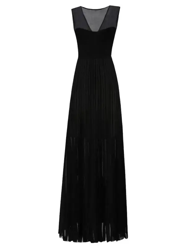 GEMY MAALOUF Heart-shaped Pleated Midi Dress - Black