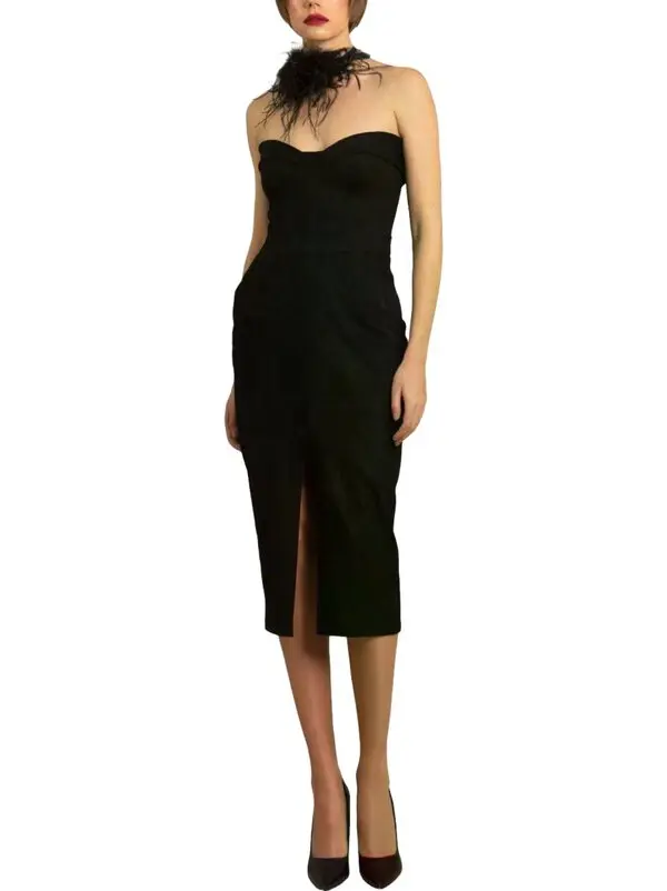 GEMY MAALOUF Strapless Corset Midi Dress - Black