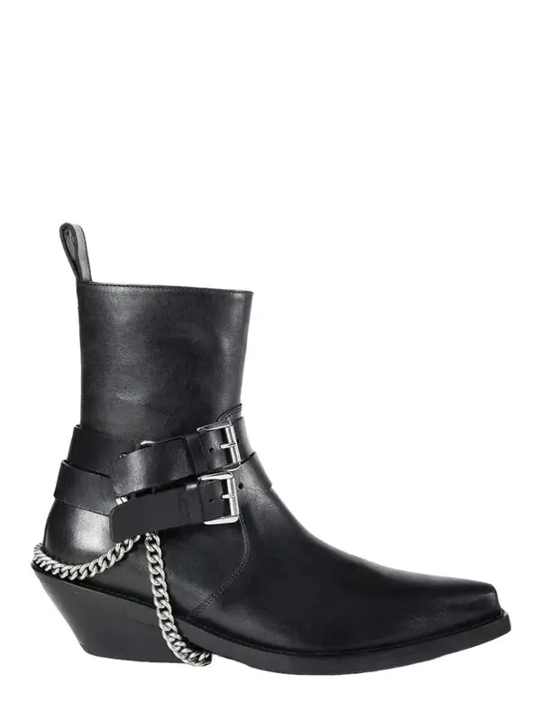 ANN DEMEULEMEESTER Kiril Santiago Buckled Chain-detail Boots - Black