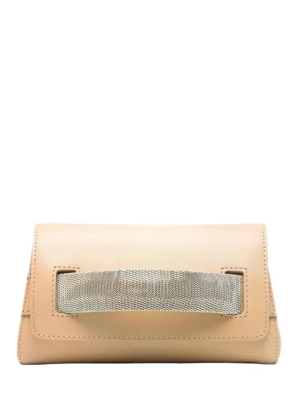 ORTIGNI Alba Leather Clutch - Neutrals
