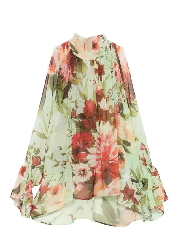 Chiara Boni La Petite Robe Floral Ruffled Shirt - Green