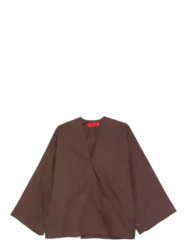 THELATEST Long-sleeved V-neck Top - Brown
