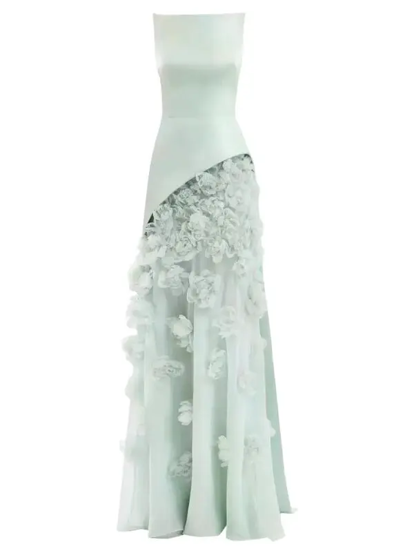 GEMY MAALOUF Floral-embellished Maxi Dress - Green