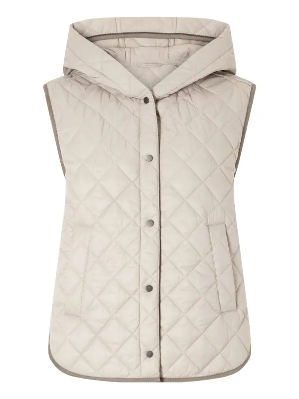 Brunello Cucinelli Hooded Quilted Shell Vest - Light Gray
