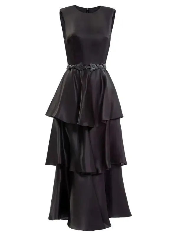SAIID KOBEISY Ruffled Tiered Dress - Black