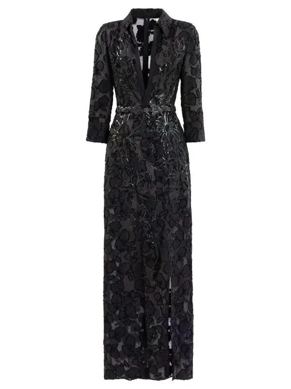 SAIID KOBEISY Textured Maxi Dress - Black