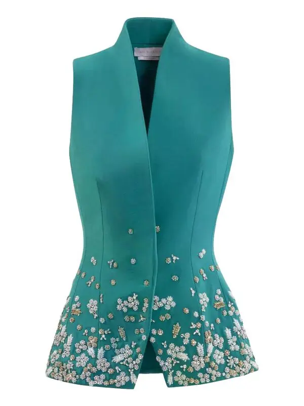 SAIID KOBEISY Embroidered Tailored Vest - Green