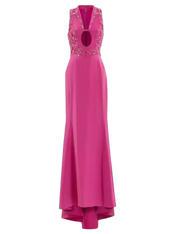 SAIID KOBEISY Embroidered Crepe Dress - Pink