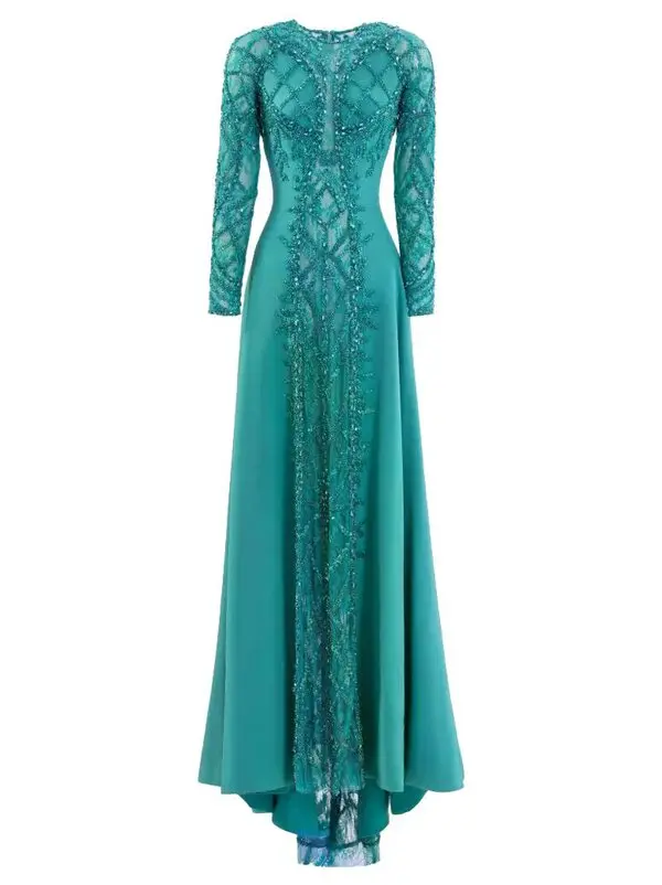 SAIID KOBEISY Geometric Embroidered Maxi Dress - Green