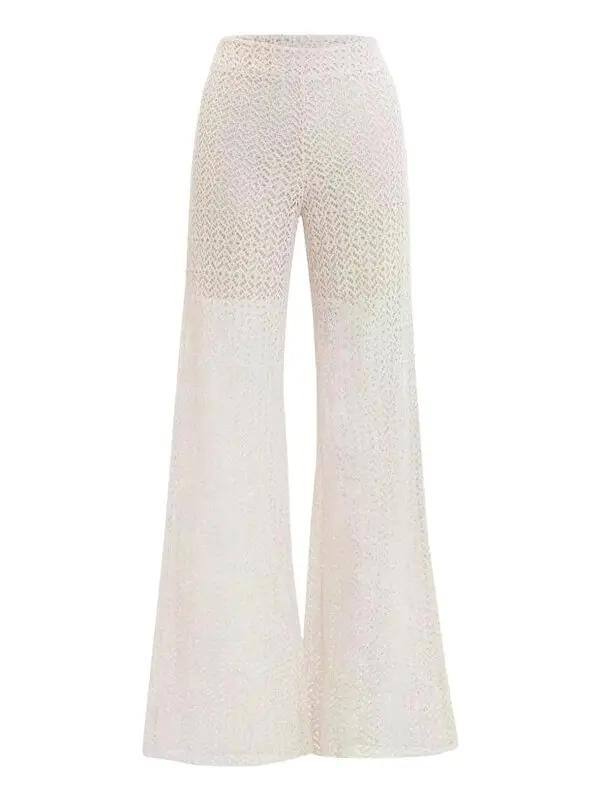 SAIID KOBEISY Knitted Wide Leg Trousers - Neutrals