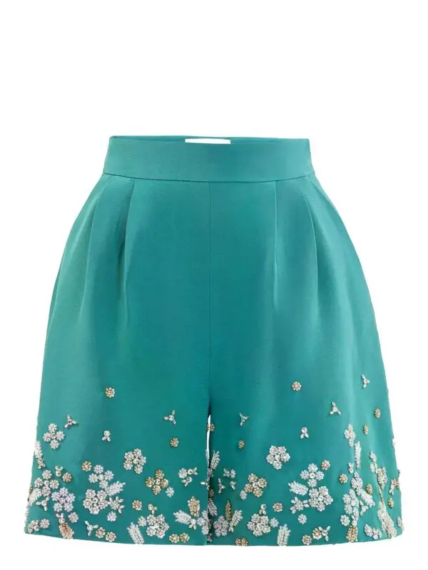 SAIID KOBEISY Tailored Embroidered Shorts - Green