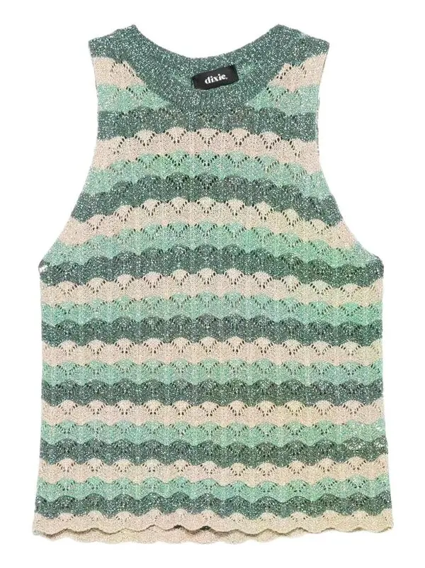 Dixie Striped Crochet-knit Top - Green