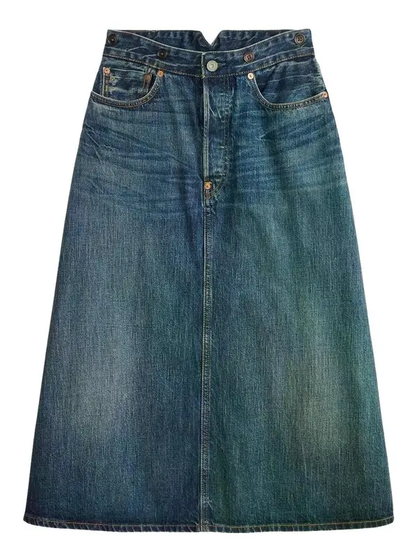 Ralph Lauren Denim A-line Midi Skirt - Blue