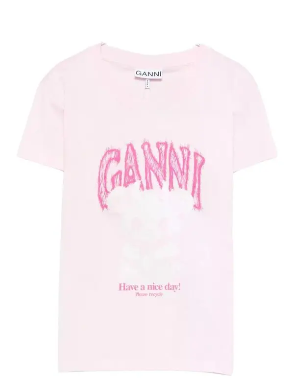 GANNI Graphic-print T-shirt - Pink
