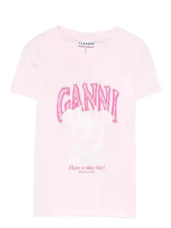 GANNI Graphic-print T-shirt - Pink